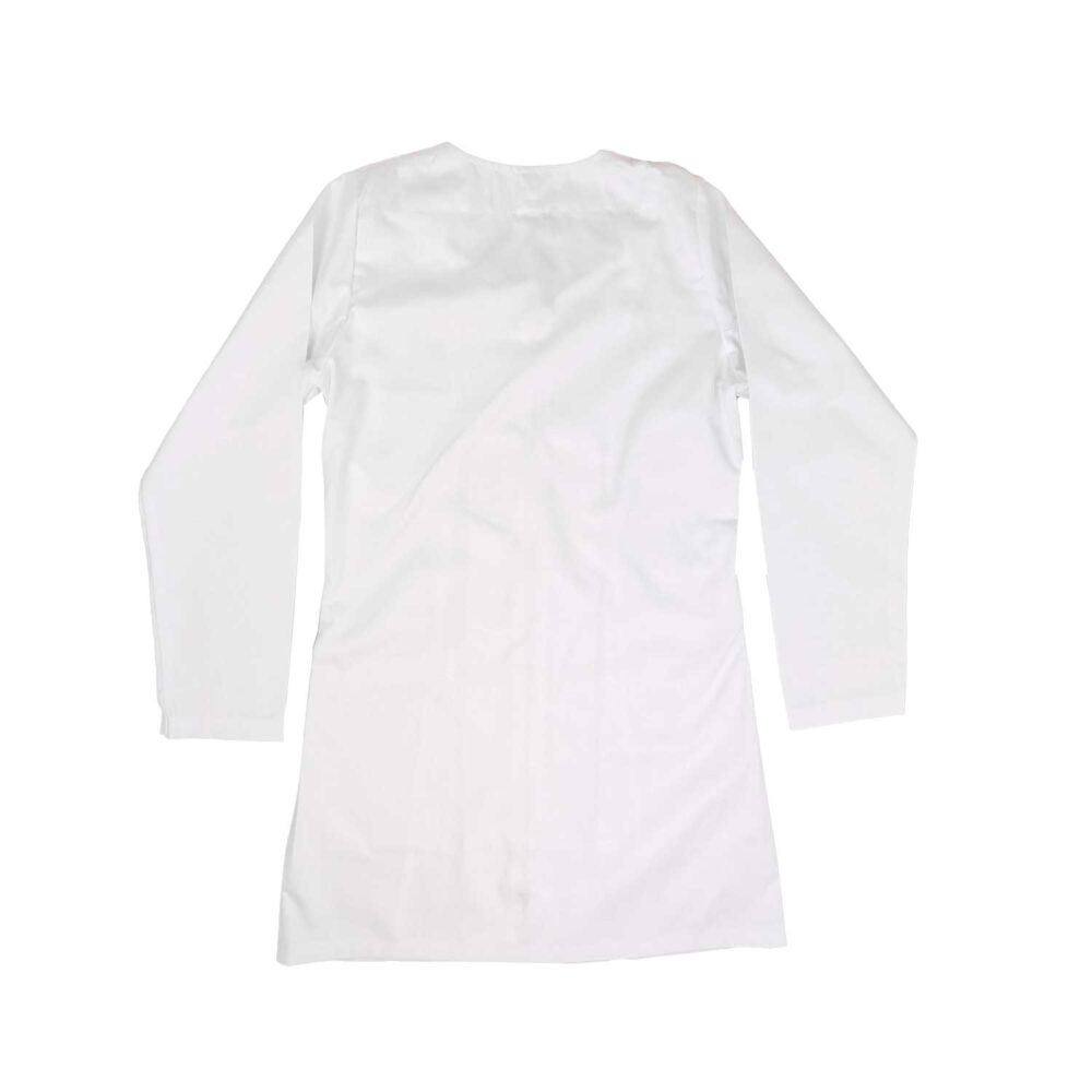 Halat Medical Cambrat cu Fermoar de Dama Lung Cu Maneca Lunga Alb ...